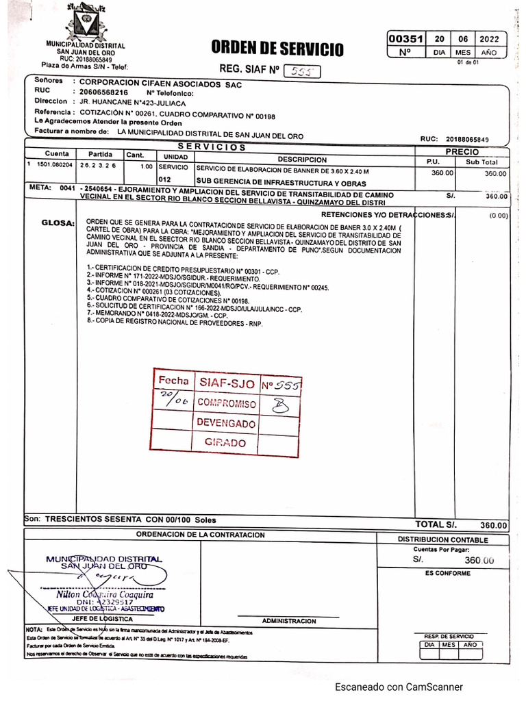Orden de Servicio | PDF