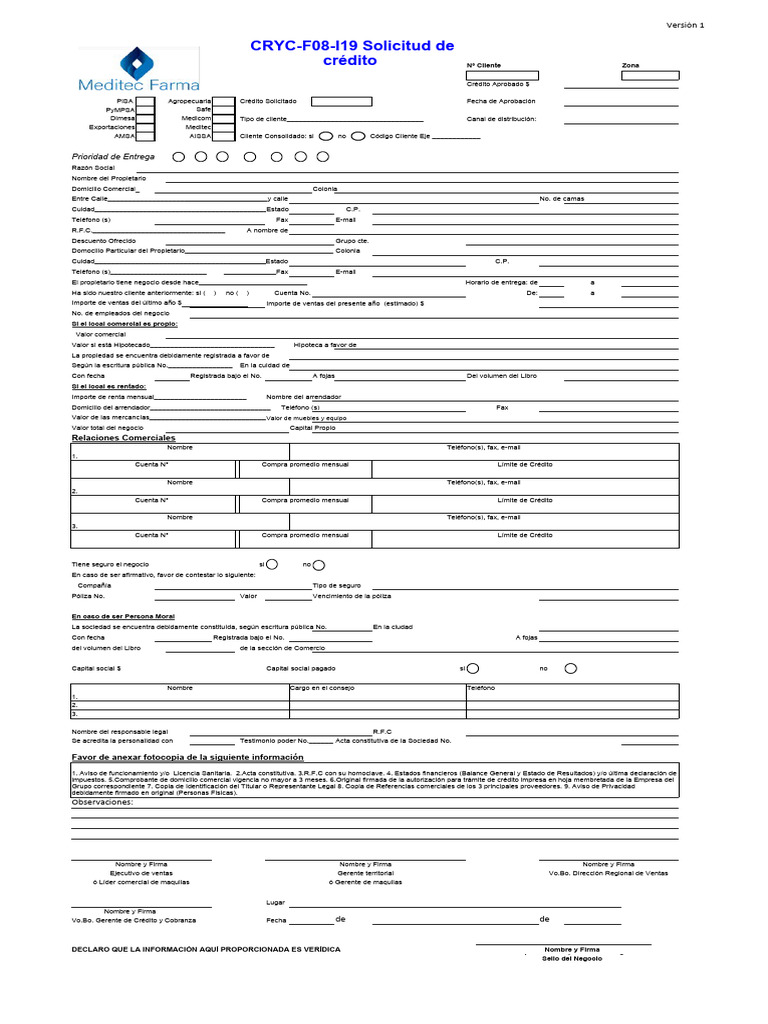 CRYC-F08-I19 Solicitud de Crédito 2 | PDF