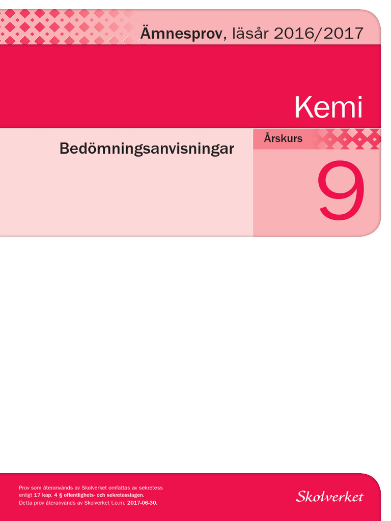 Npno9 Vt17 Kemi Bedomningsanvisning | PDF