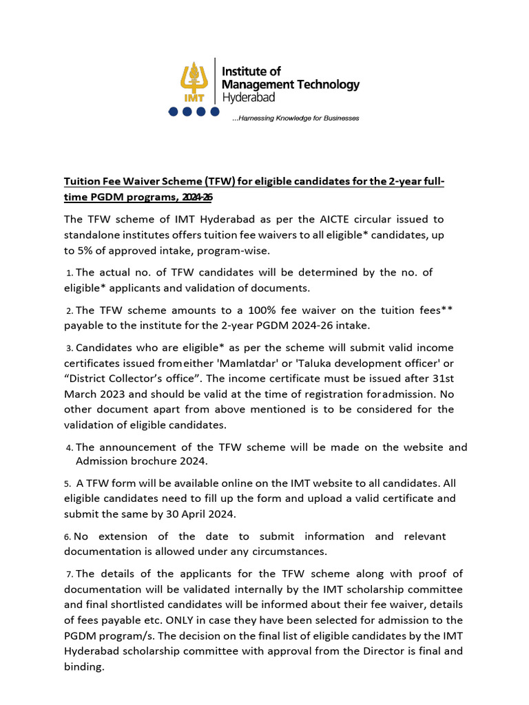 TFW-Scheme 2024-26 | PDF