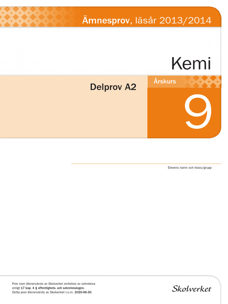 npno9-vt14-kemi-delprov-a2 | PDF