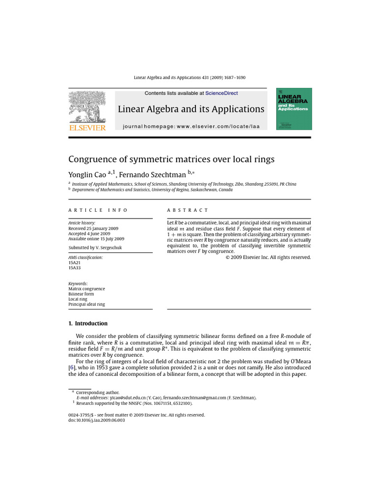 Local Symmetric Pdf Ring Mathematics Matrix Mathematics