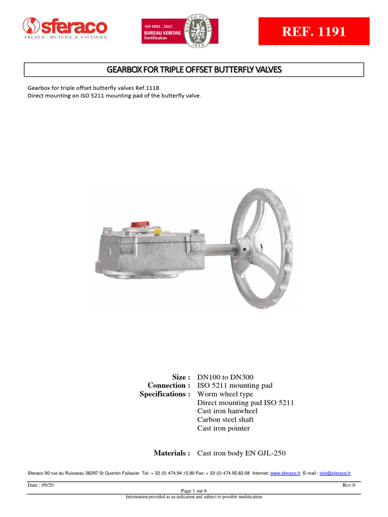 Technical Datasheet Gearbox Triple Offset Butterfly Valve | PDF