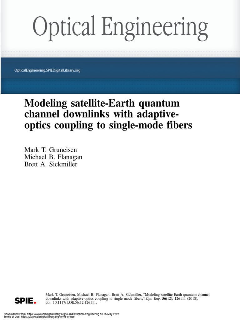 Quantum Satellite-Earth Channels | PDF | Optics | Optical Fiber