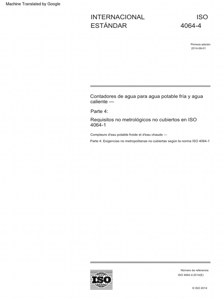 ISO 4064-4 - 2014 - Medidores para Agua Fría y Caliente | PDF ...