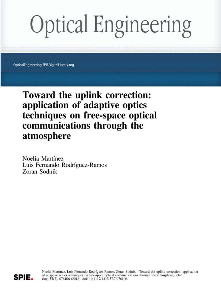 Toward The Uplink Correction: Application of Adaptive Optics Techniques ...