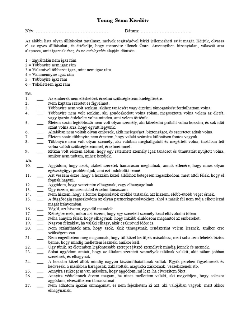 Young Séma Kérdıív: Név: . Dátum: . | PDF