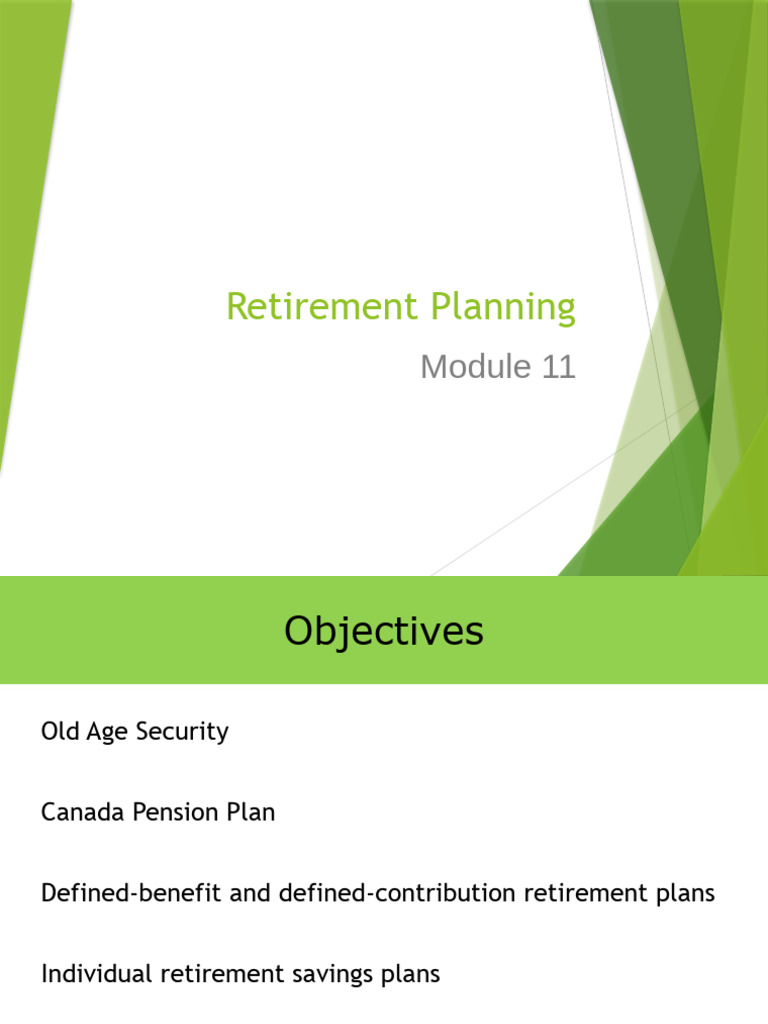 Module 11 Retirement Planning | PDF | Pension | Retirement