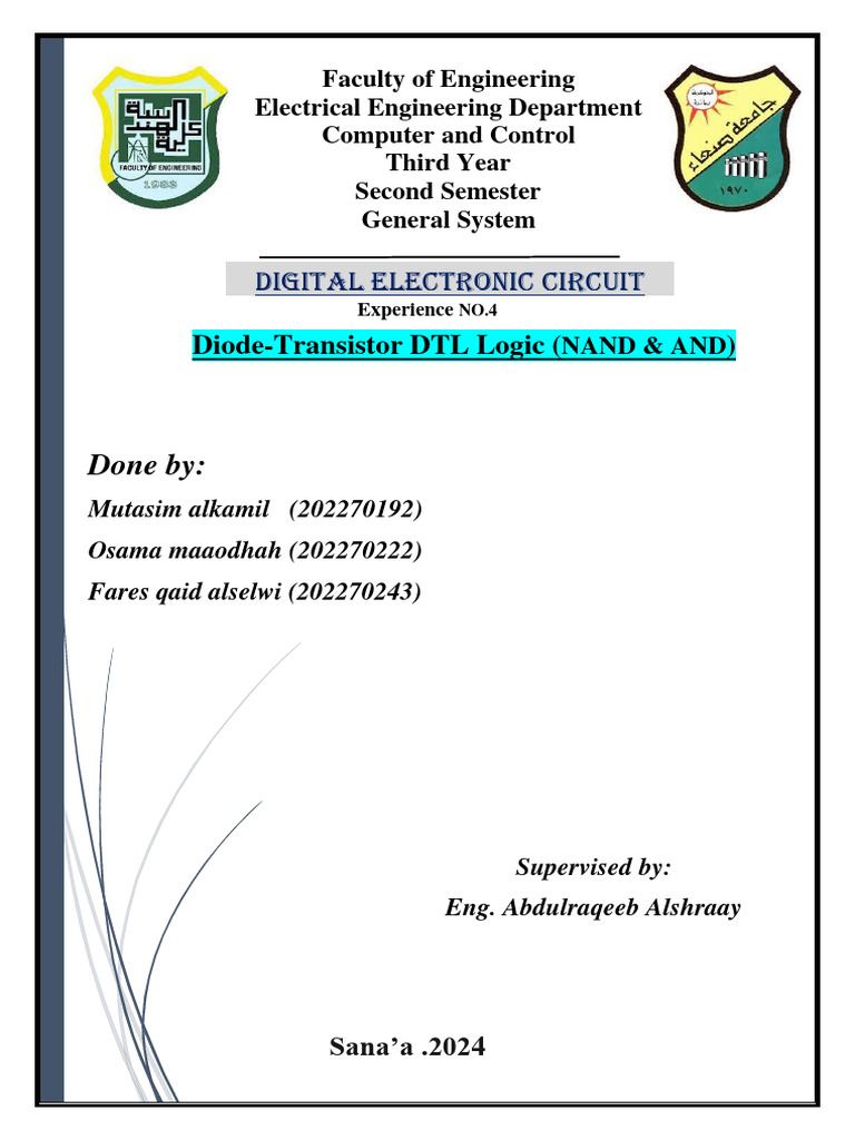 DTL and& nand gate | PDF | Logic Gate | Electronic Circuits