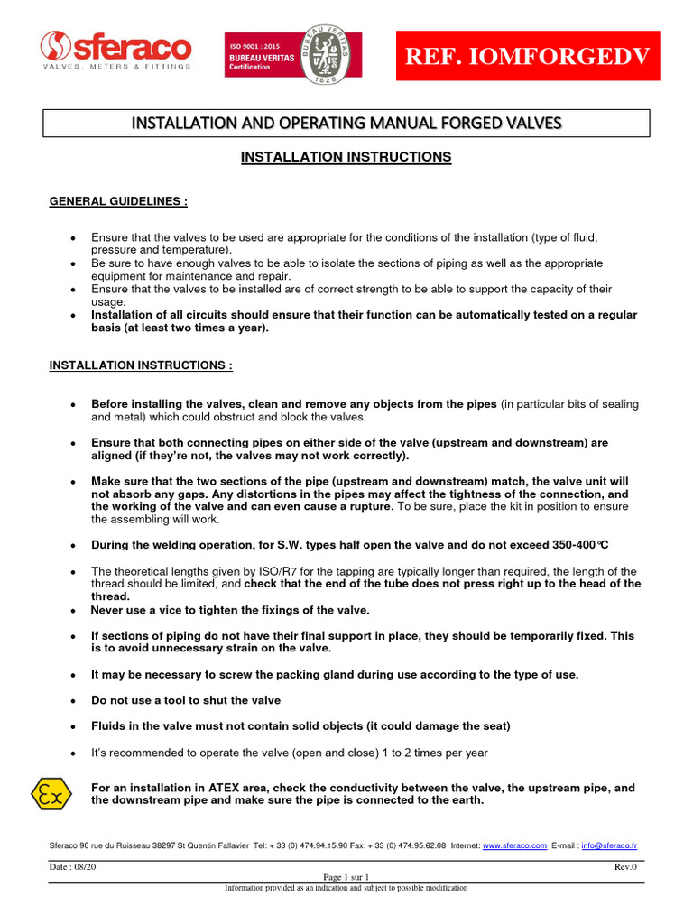 Installation Operating Manual Forged Valve | Download Free PDF | Valve | Pipe (Fluid Conveyance)