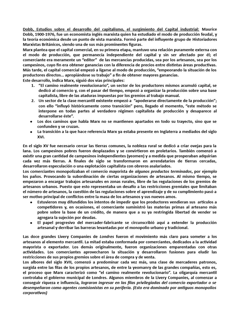 DOBB | PDF | Capitalismo | Karl Marx
