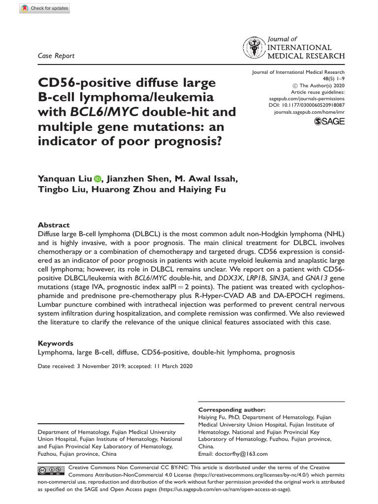2020 Case Report DLBCL CD56 | PDF | Lymphoma | Bcl 2