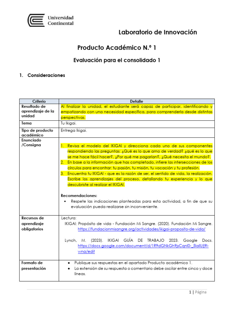 PA - C1 - U1 - Trabajo Con Rubrica | PDF | Evaluación | Cognición