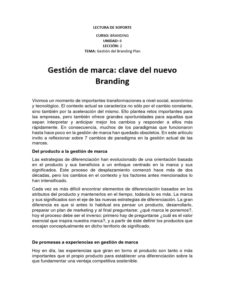 U6L2 - Lectura Complementaria | PDF | Marca | Business