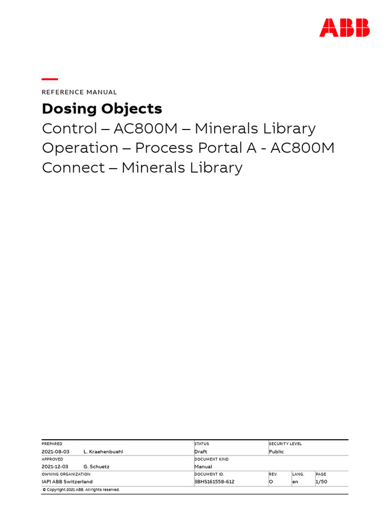 06 3BHS161558-612 MinLib Dosing Objects | PDF | Parameter (Computer Programming) | Input/Output