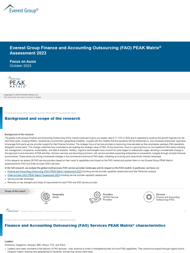 Everest Group Finance and Accounting Outsourcing FAO PEAK Matrix ...