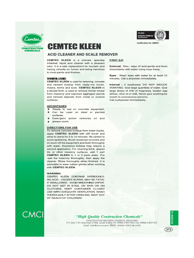 Cemtec Kleen | PDF