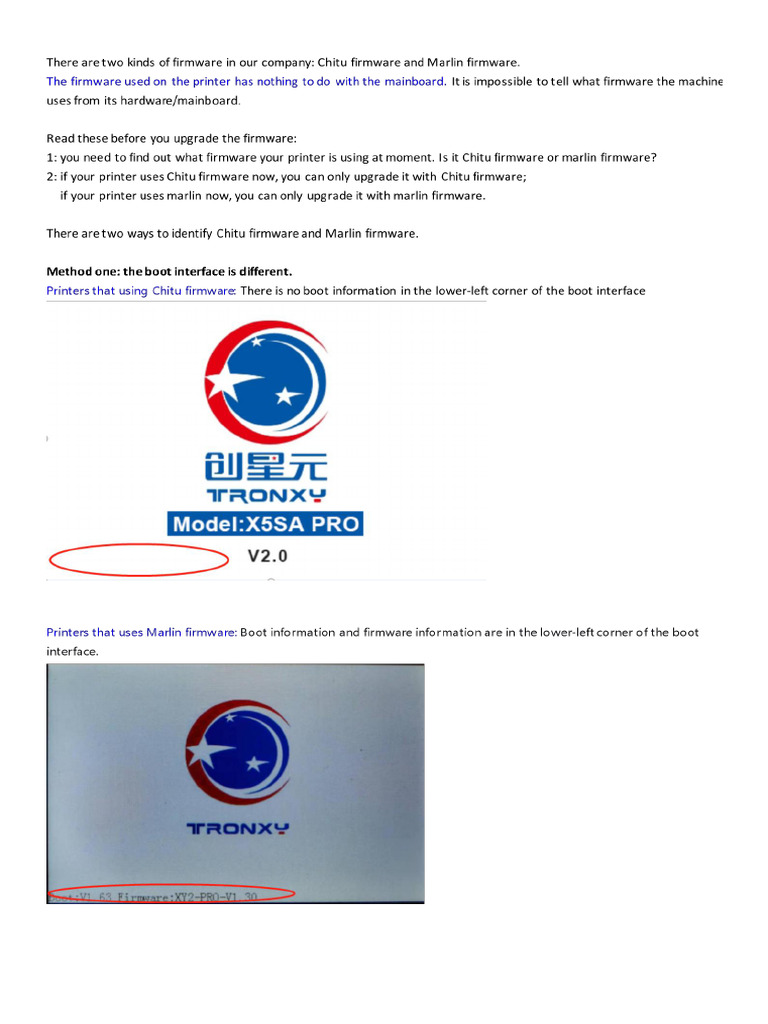 Chitu vs. Marlin Printer Info Differences | PDF