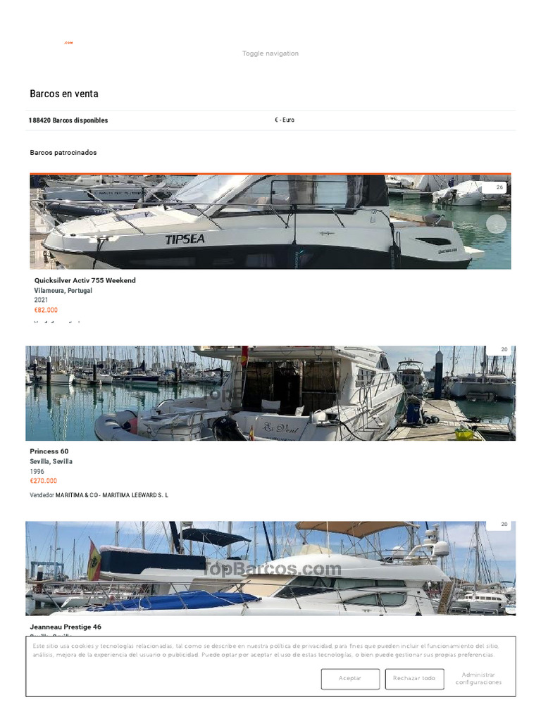 Barcos a Motor en Venta en España | PDF | Cookie HTTP | Derechos digitales