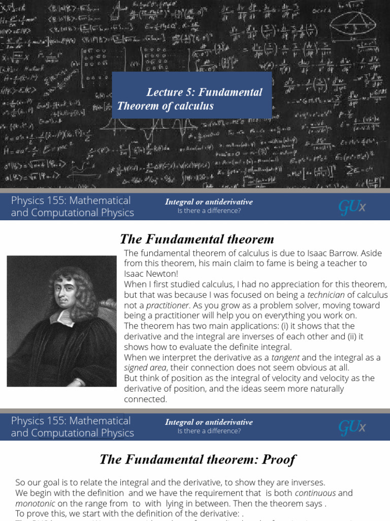 Lecture5 Fundamental Theorem | PDF | Integral | Calculus