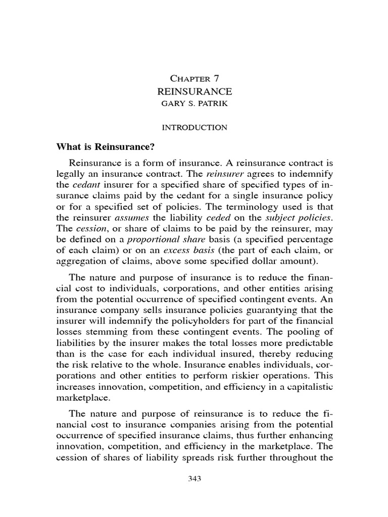 Reinsurance Notes | PDF | Reinsurance | Insurance Reinsurance Notes | PDF | Reinsurance | Insurance