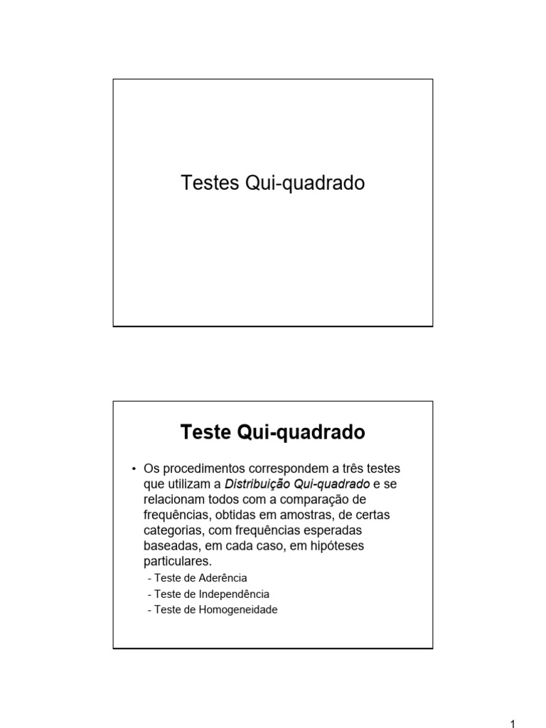 Testes Qui - Quadrado | PDF | Distribuição Qui Chi | Significado ...