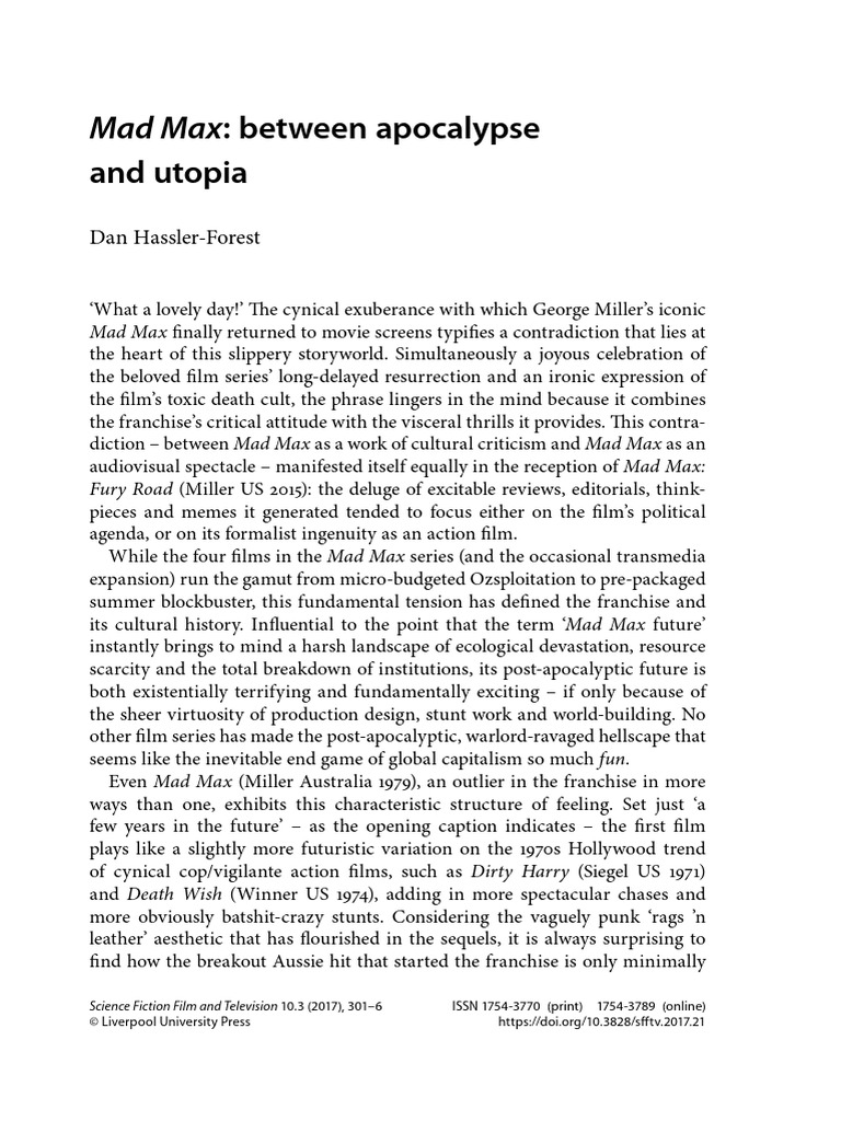 2017 SCIENCE FICTION FILM and TV 10.3 Mad Max Between Apocalypse and ...