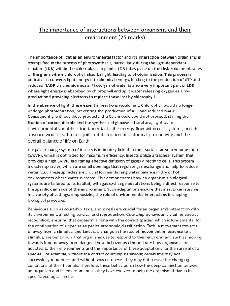 Interactions Between Organisms and Environment | PDF | Photosynthesis ...