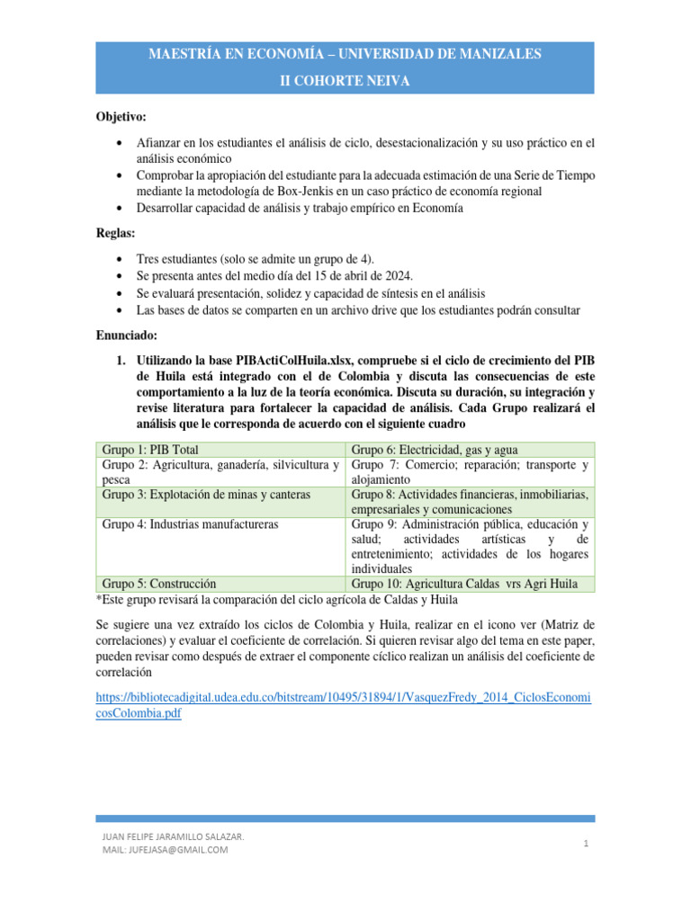 Taller Extra Clase 1 | PDF | Ajuste estacional | Economias