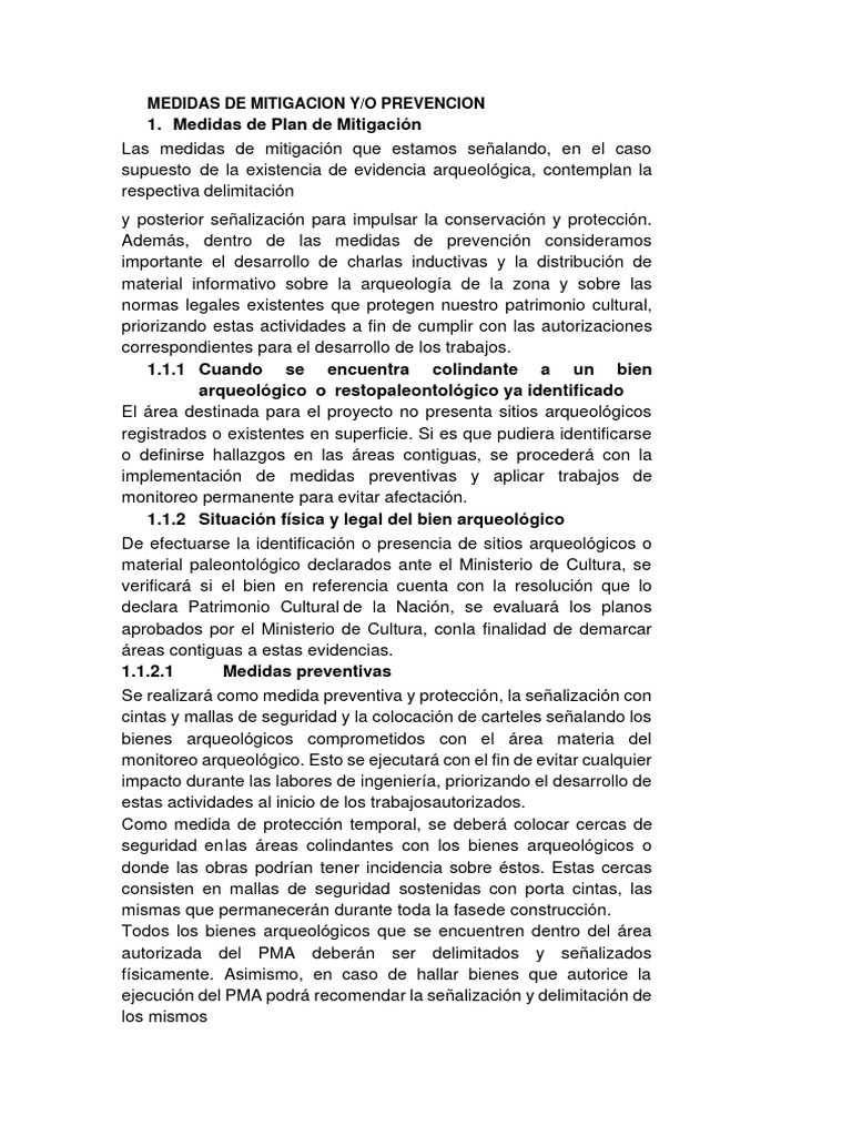 Medidas de Mitigacion y Prevencion | PDF | Arqueología