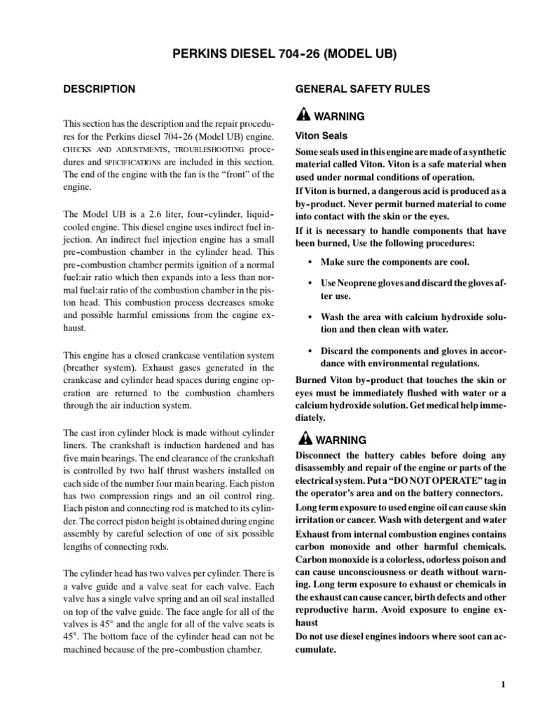Engine Perkins Diesel 704-26 Model Ub Repair Manual | PDF | Front Wheel ...