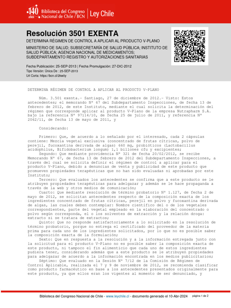 Resolucion-3501 EXENTA_25-SEP-2013 | PDF