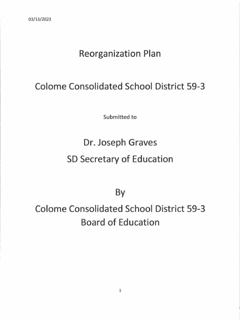 Approved Reorganization Plan Colome | PDF
