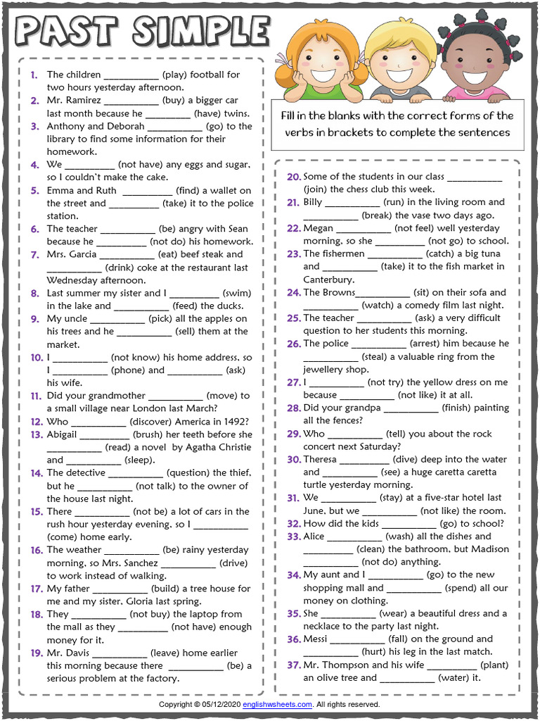 Past Simple Tense Practice Worksheets | PDF