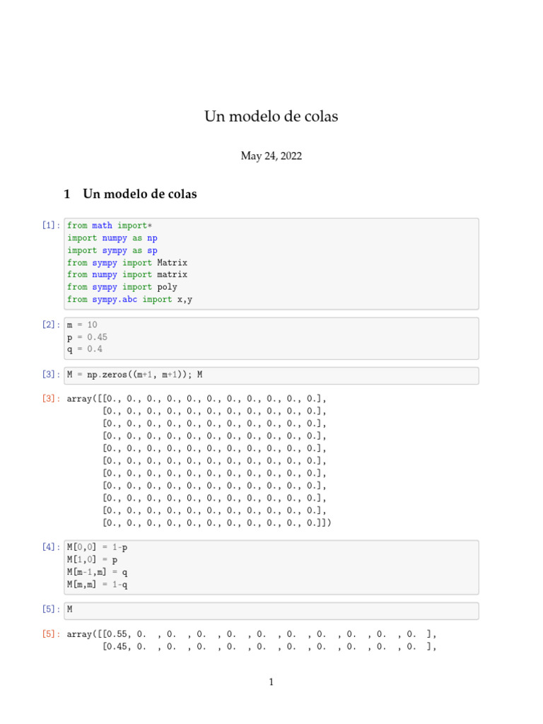 Un Modelo de Colas | PDF | Algebra | Linear Algebra
