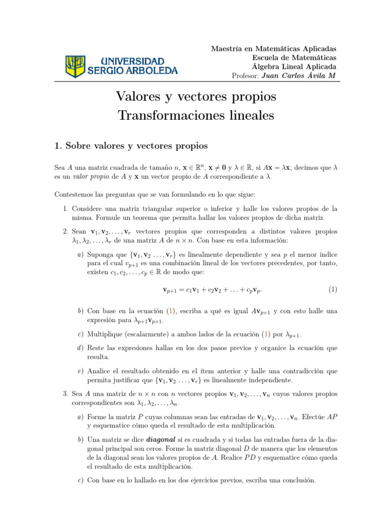 Valores_propios_transformaciones | PDF | Valores propios y vectores propios | Matriz (Matemáticas)