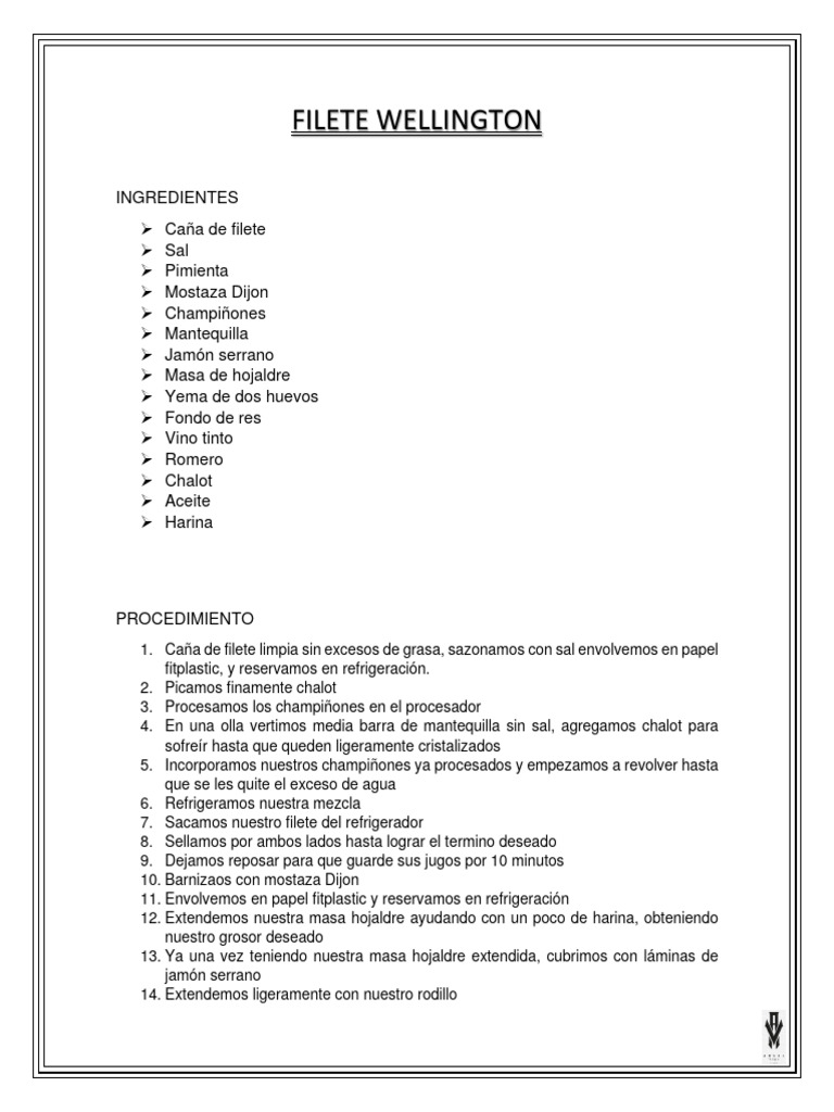 Filete Wellington | PDF | Mantequilla | Alimentos