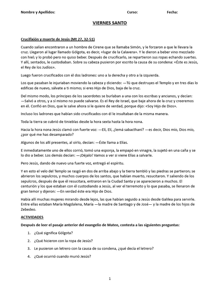 Viernes Santo | PDF | Jesús | Crucifixión