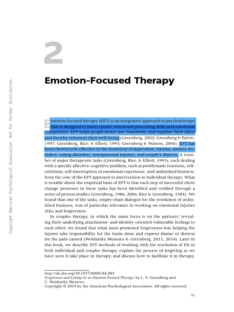 Emotion Focused Therapy | PDF | Emotions | Social Psychology