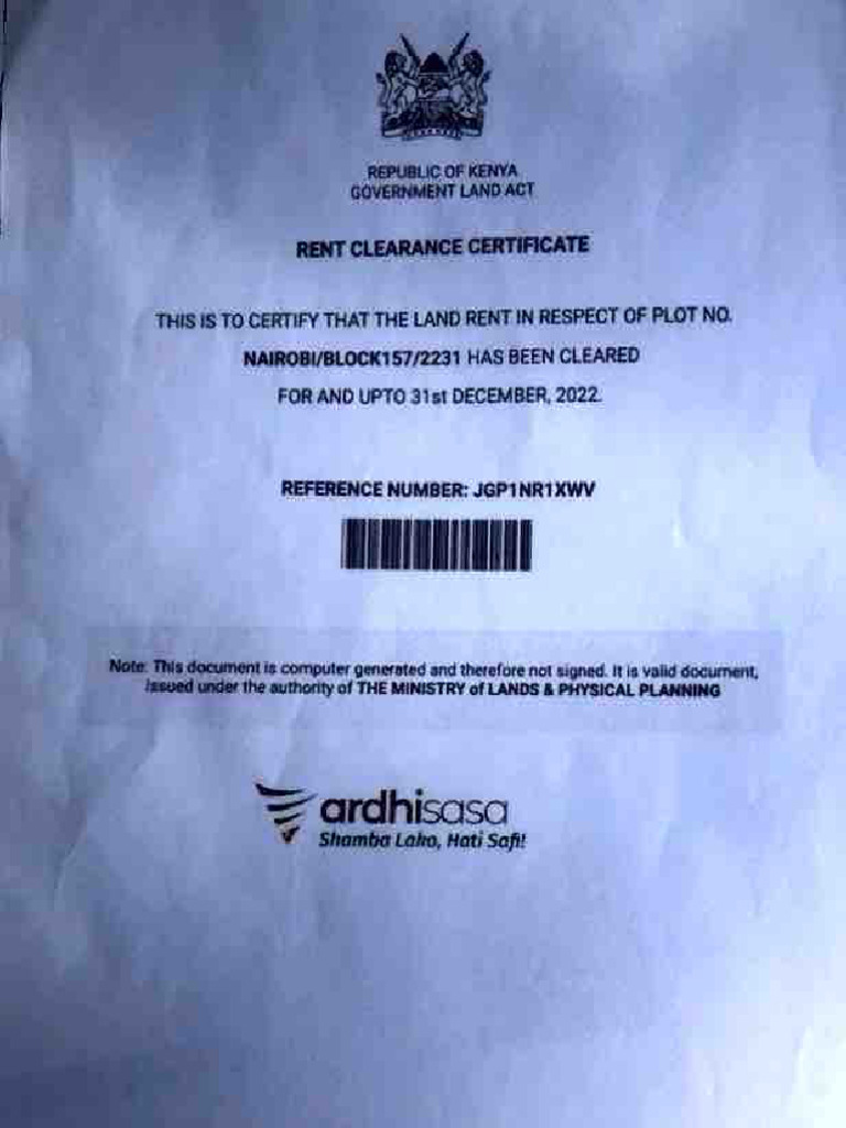 Rent Clearance Certificate PK | PDF