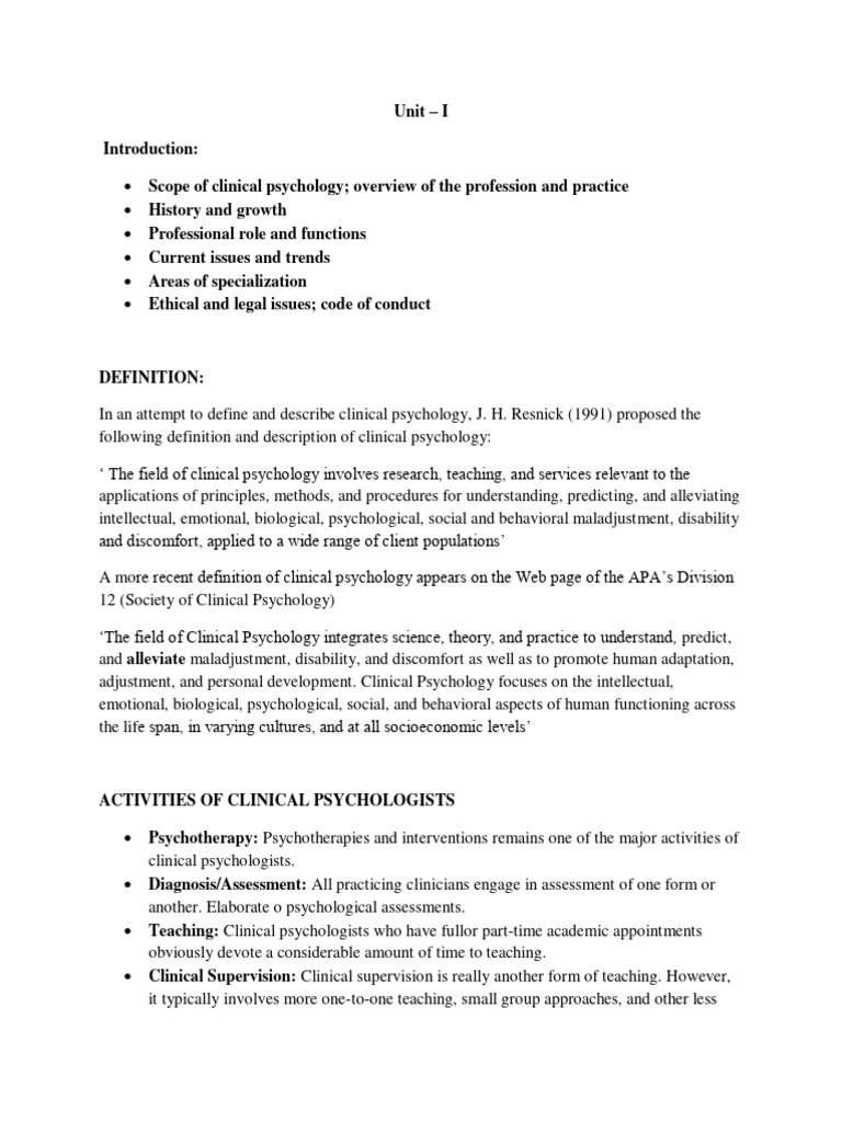 Scope of clinical psychology | PDF | Clinical Psychology | Psychology