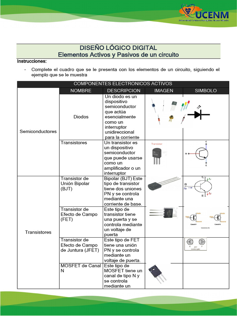 Completar Cuadro Elementos Activos y Pasivos | PDF | Transistor ...