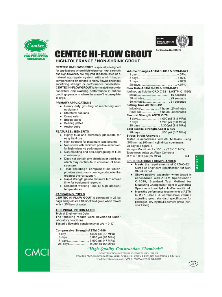 Cemtec Hi-Flow Grout | PDF