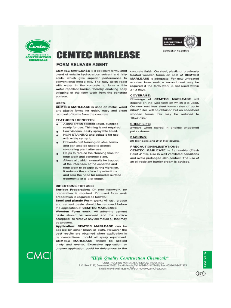 Cemtec Marlease | PDF