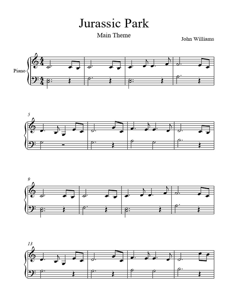 Jurassic Park Piano PDF | PDF