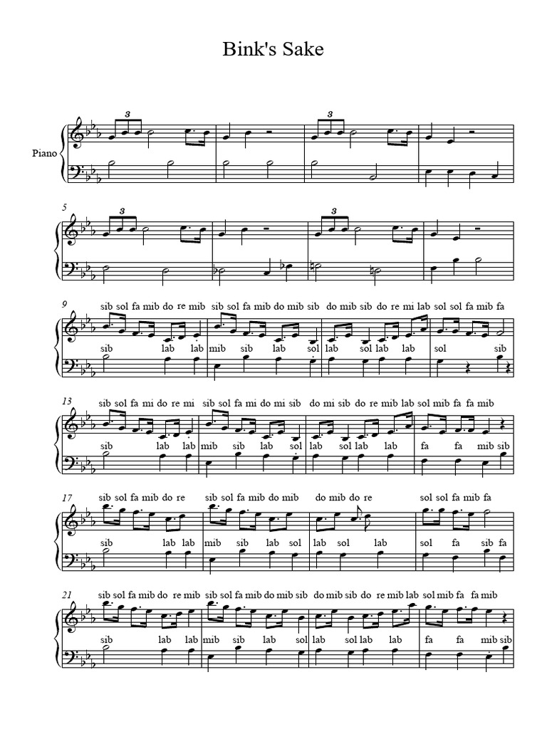Binks Sake - Com Nome Nas Notas | PDF | Musical Notation | Notation