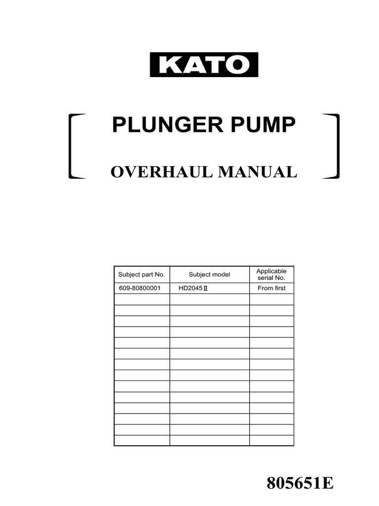 Kato 5 Plunger Pump | PDF | Pump | Valve