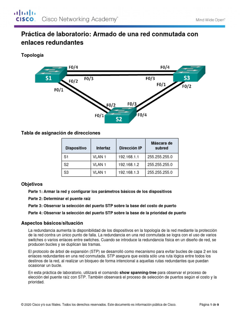 Red conmutada y enlaces redundantes STP | PDF | Protocolos de red ...