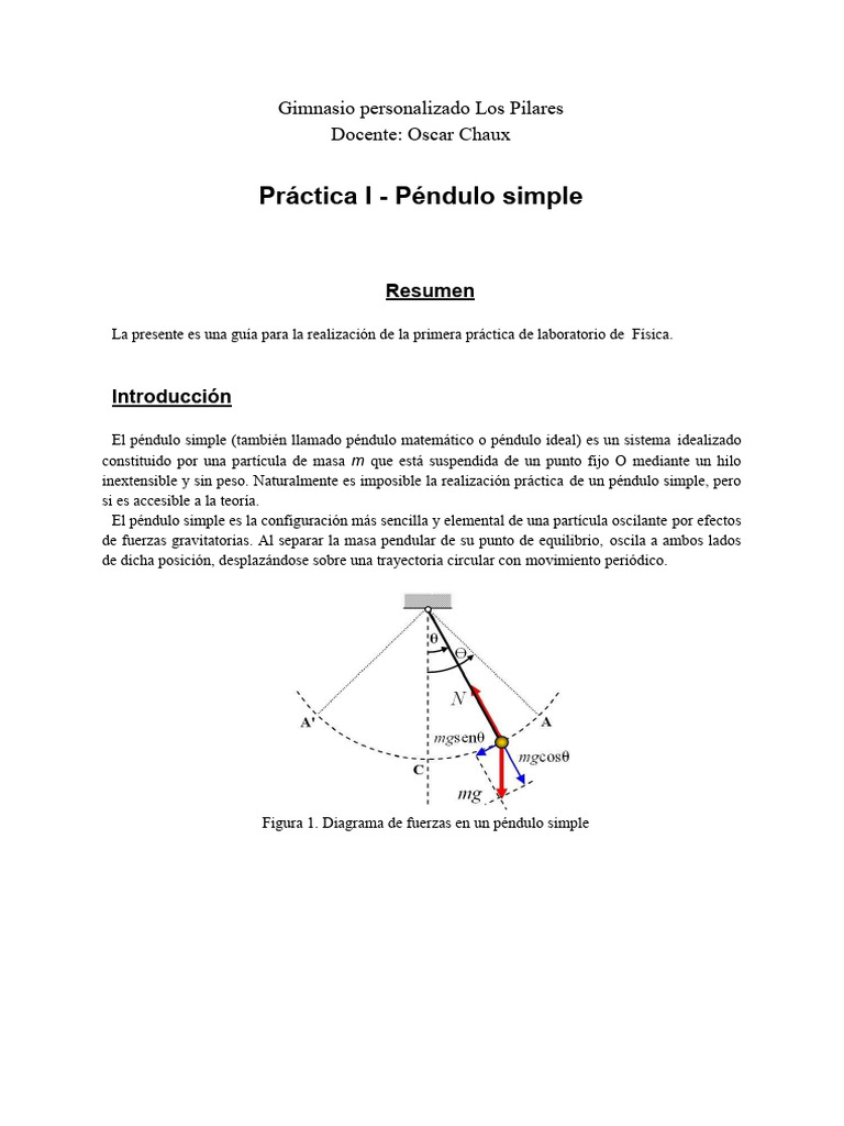 Practica de Pendulo Simple | PDF | Péndulo | Oscilación