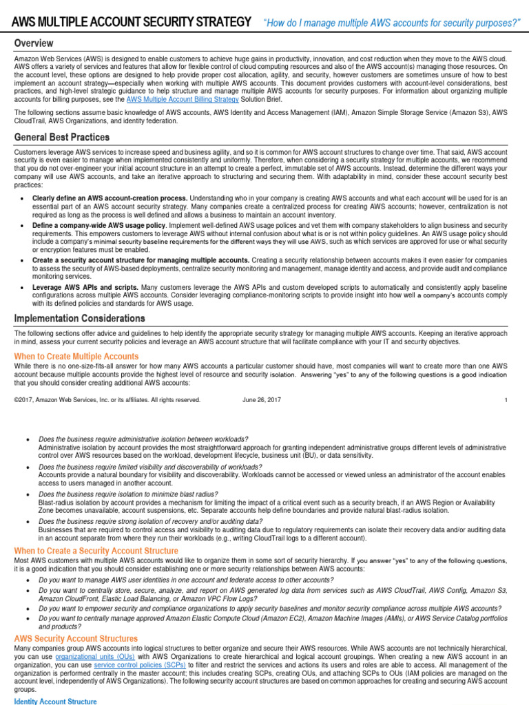 AWS Multi Account Security Strategy | PDF | Amazon Web Services | Cloud Computing